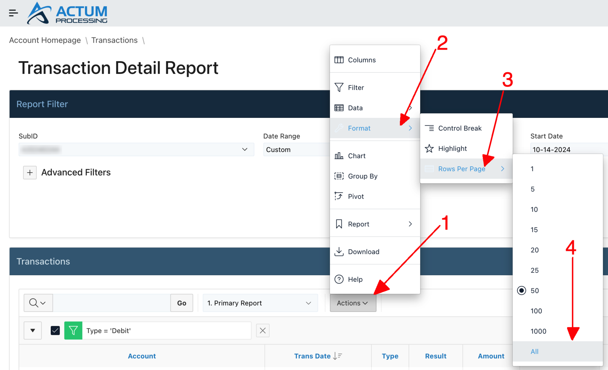 Accessing the Return Report - Actum Processing