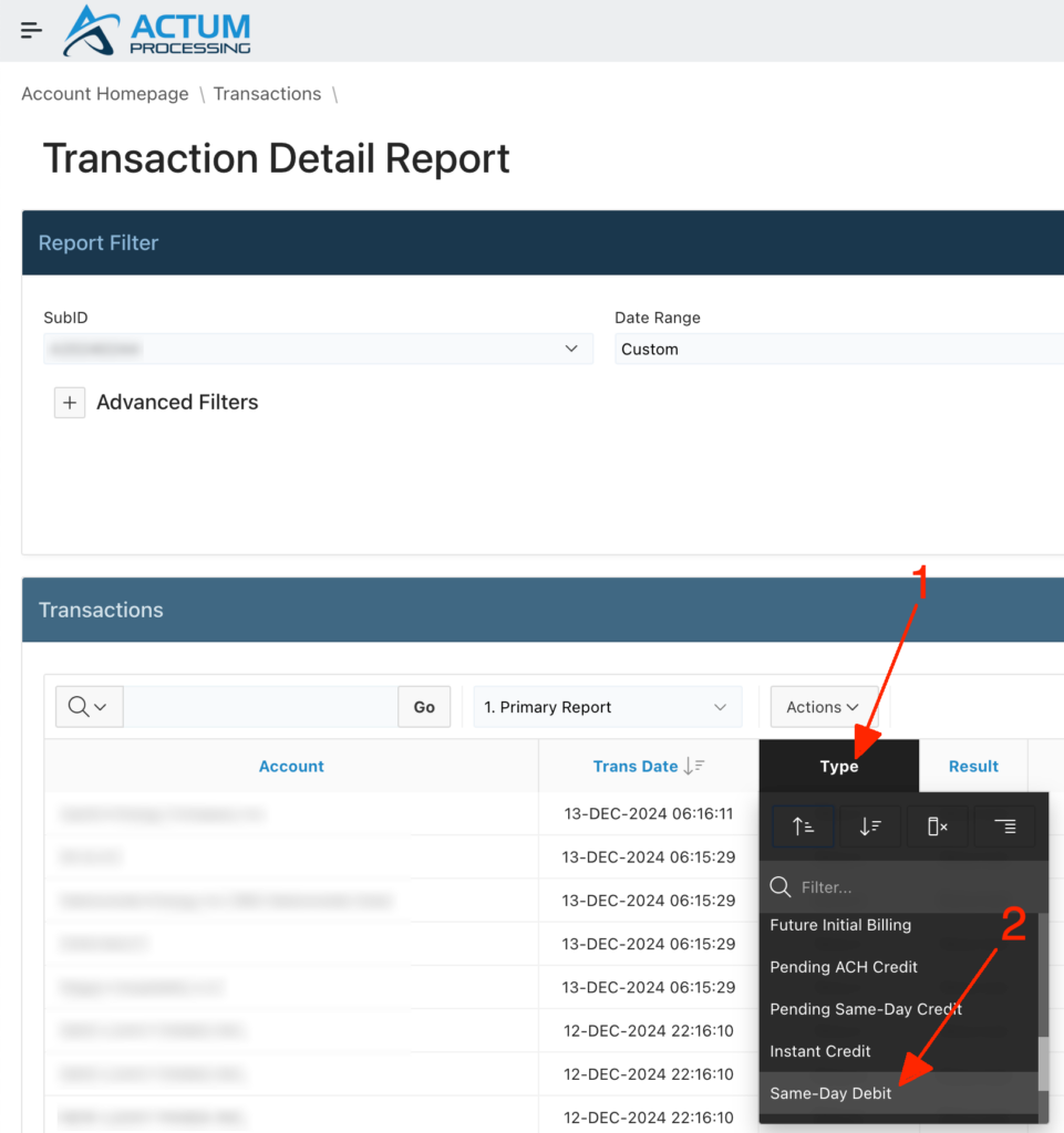 Accessing the Return Report - Actum Processing