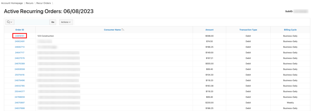 Recurring Orders: How to Find and View Transactions